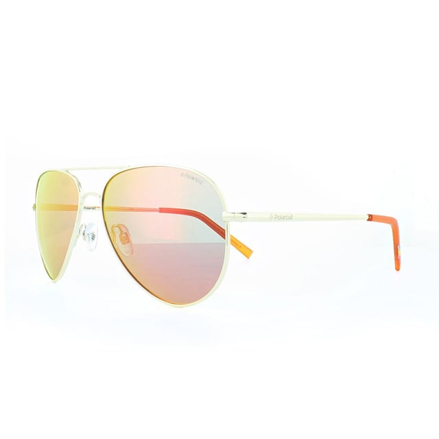 Polaroid Aviator Unisex Gold Red Mirror Polarized Sunglasses