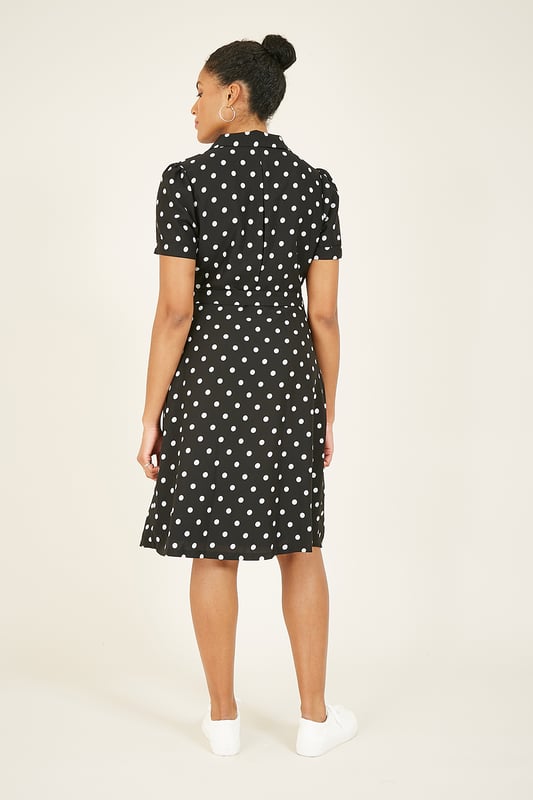 Black Spot Retro Shirt Dress