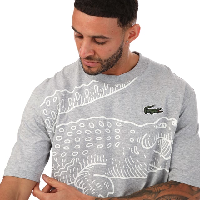 Men's Lacoste Large Croc Print T-Shirt in Grey
