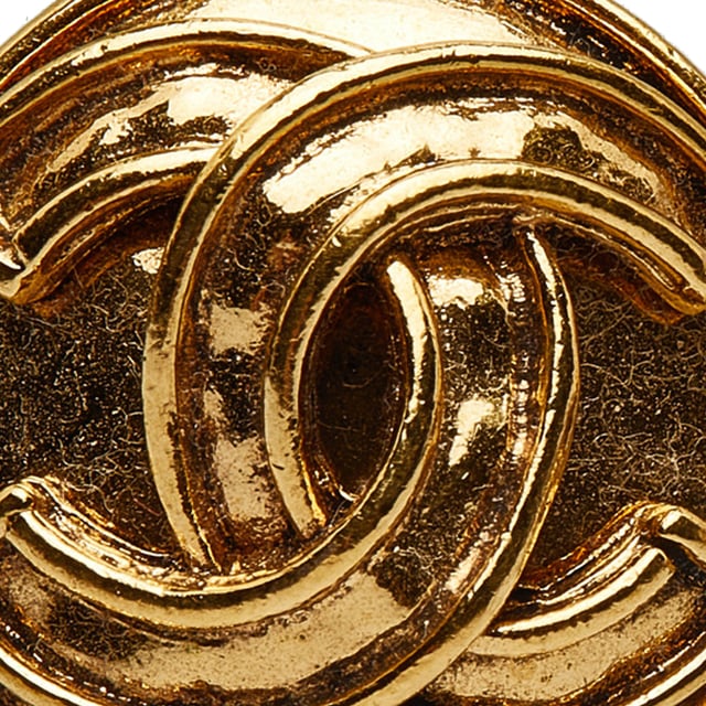 Vintage Chanel CC Clip On Earrings Gold