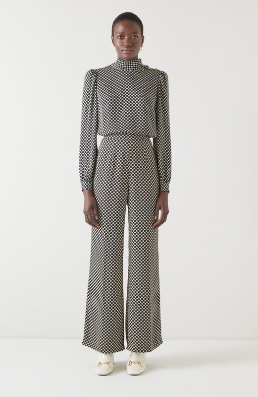 LK Bennett Esme Trousers, Black/Cream
