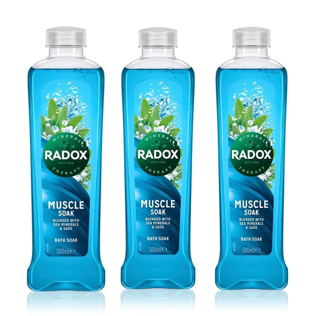 Radox 100% Nature Inspired Fragrance Bath Soak, Muscle Soak, 3 Pack, 500ml