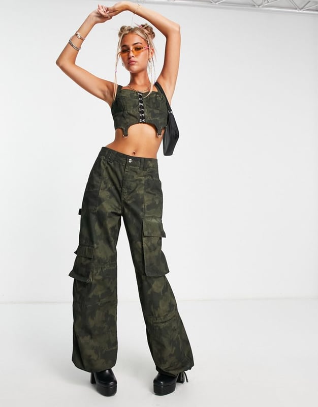 ASOS DESIGN camo corset co-ord-Multi