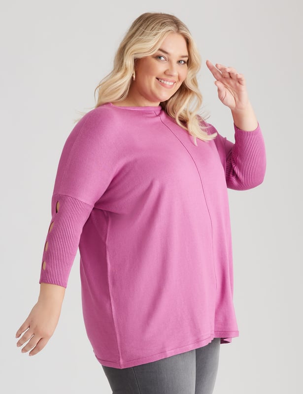 Womens Beme Long Sleeve Cut Out Detail Jumper - Plus Size
