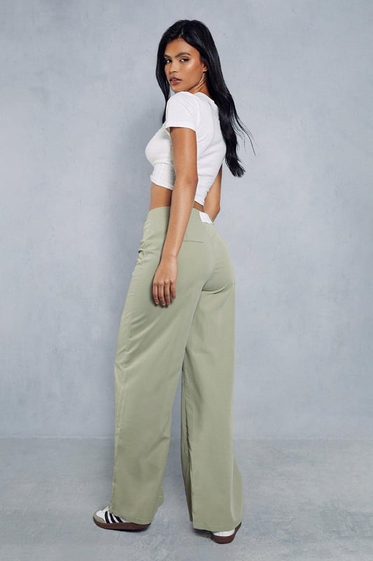 Contrast Band Drop Waist Band Trousers