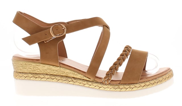 Apache Womens Wedge Sandals Jan Buckle tan