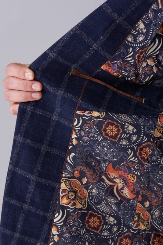 Tyler Navy Check Three Piece Suit