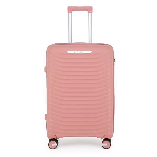 Hard Shell Pink Classic Suitcase 8 Wheel Cabin TSA Luggage Case Holiday ...