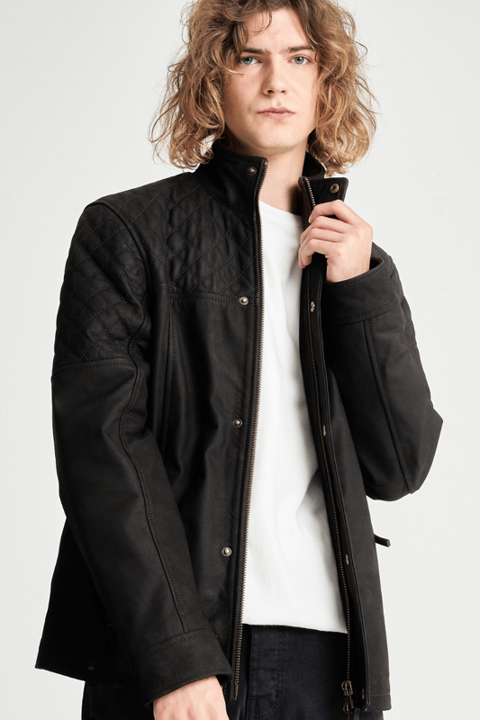 BARNEY&TAYLOR Quilted Buffalo Leather Coat