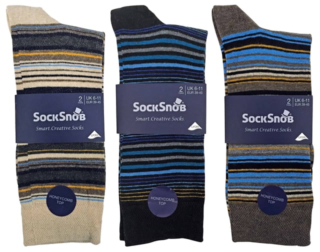 Mens 6 pack colourful striped patterned dress cotton socks in 7 styles
