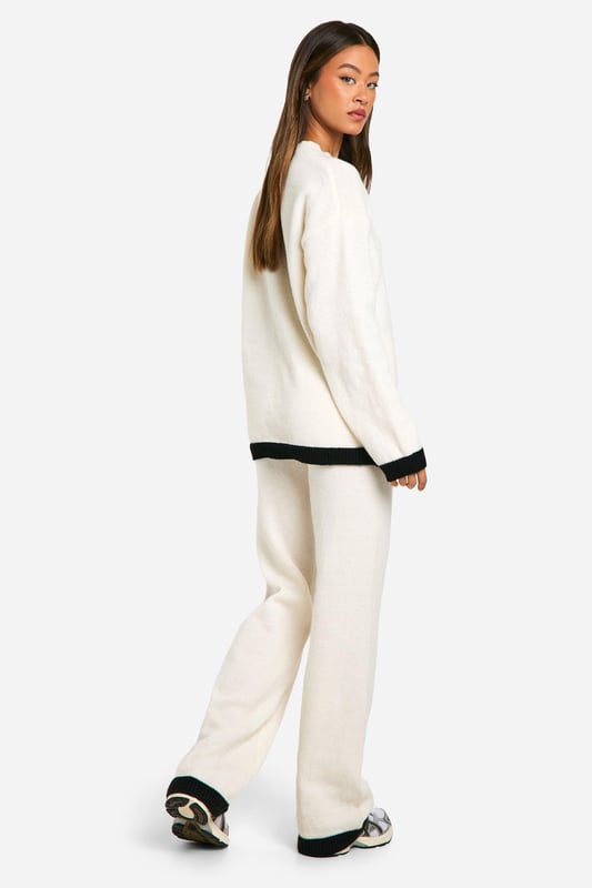Tall Contrast Knitted Jumper And Trouser Co Ord