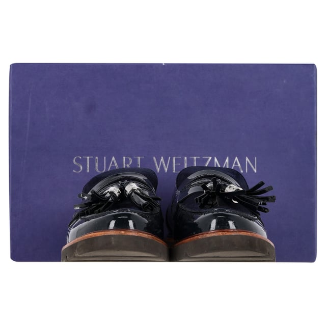 Stuart Weitzman Manila Loafers in Navy Blue Patent Leather