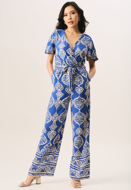 Angel Sleeve Wrap Look Jumpsuit