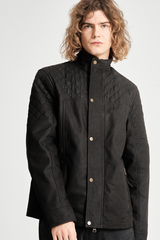 BARNEY&TAYLOR Quilted Buffalo Leather Coat