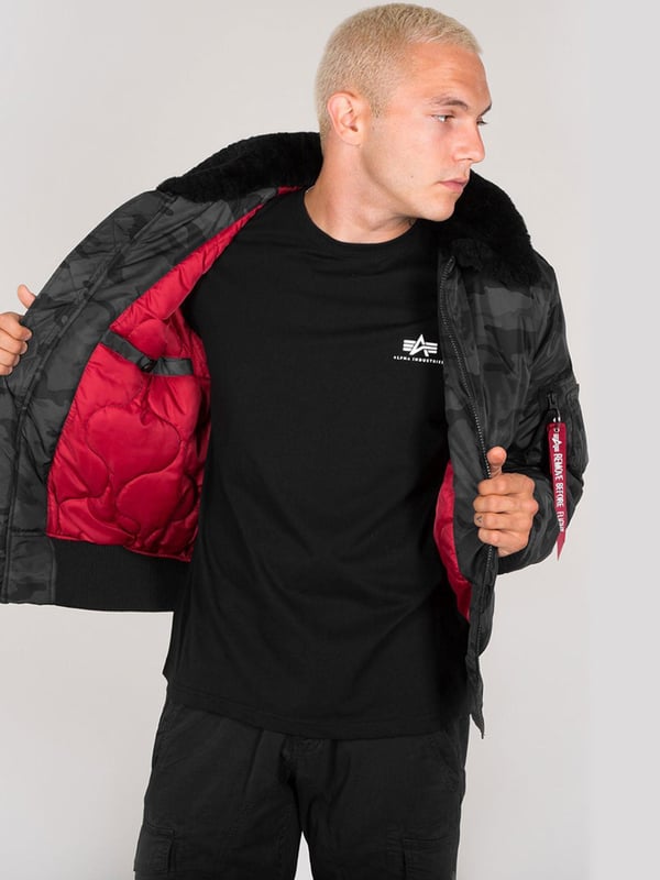 Alpha Industries Men's Injector III Flight Jacket in Black Camo