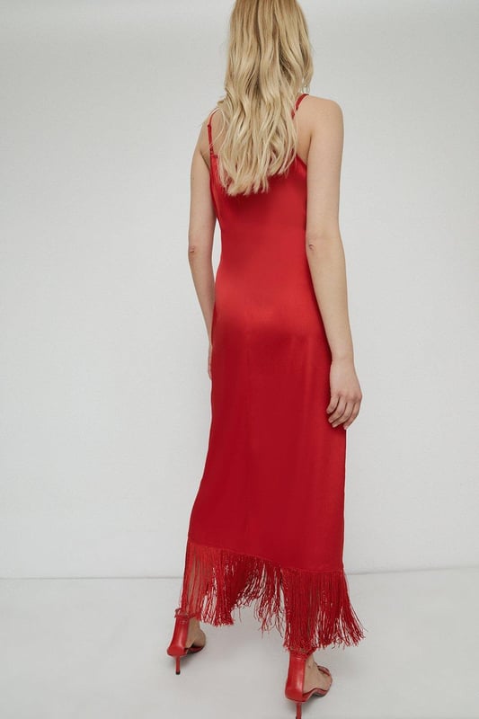 Strappy Fringing Midi Dress