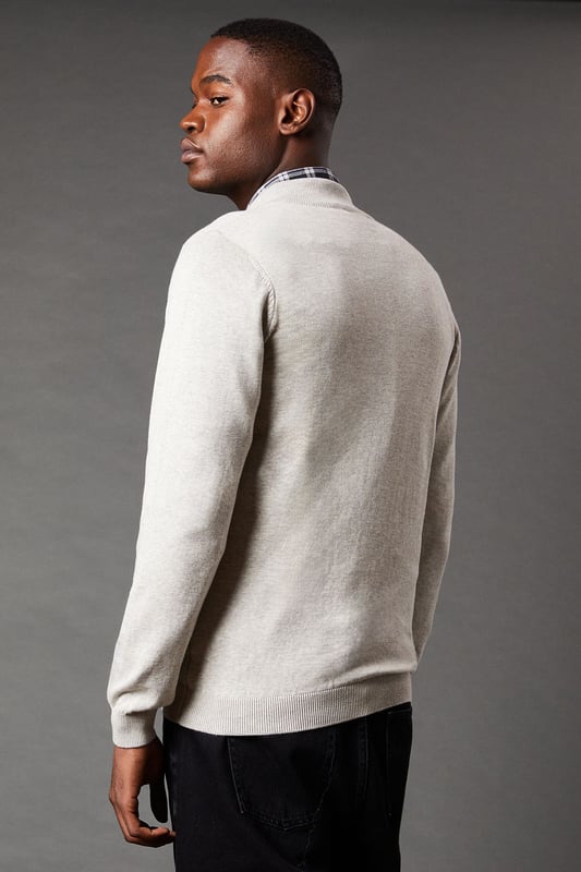 Honeycomb Knit Half Zip Jumper