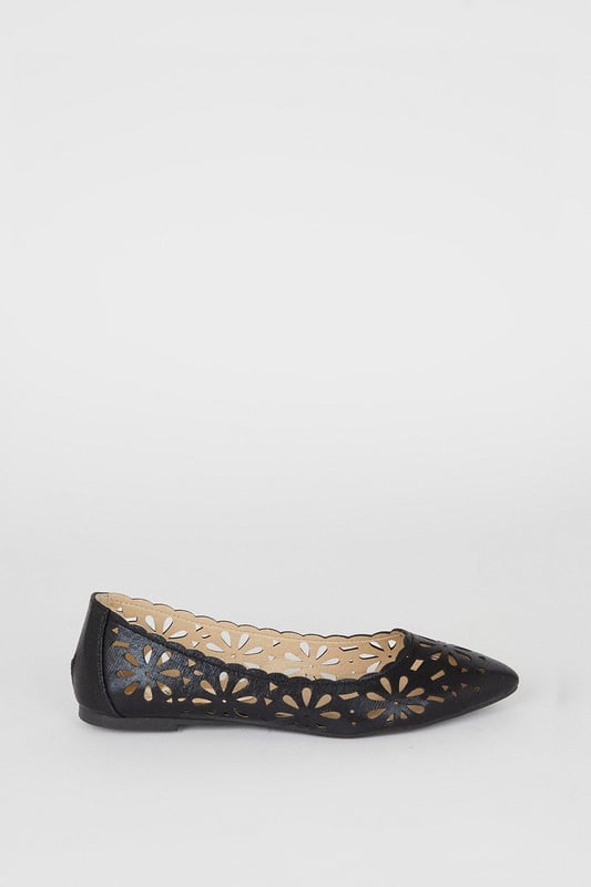 Shimmer Cut Out Pointed Ballet Flats