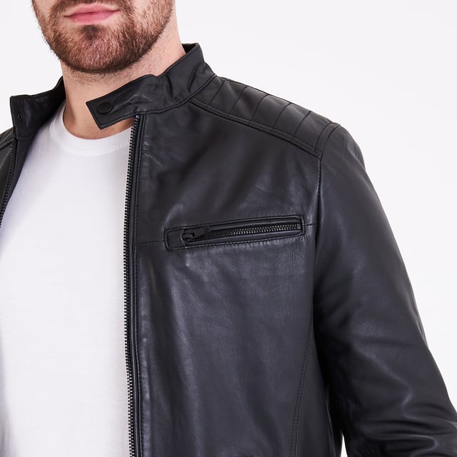 BARNEY & TAYLOR Real Leather Racer Jacket