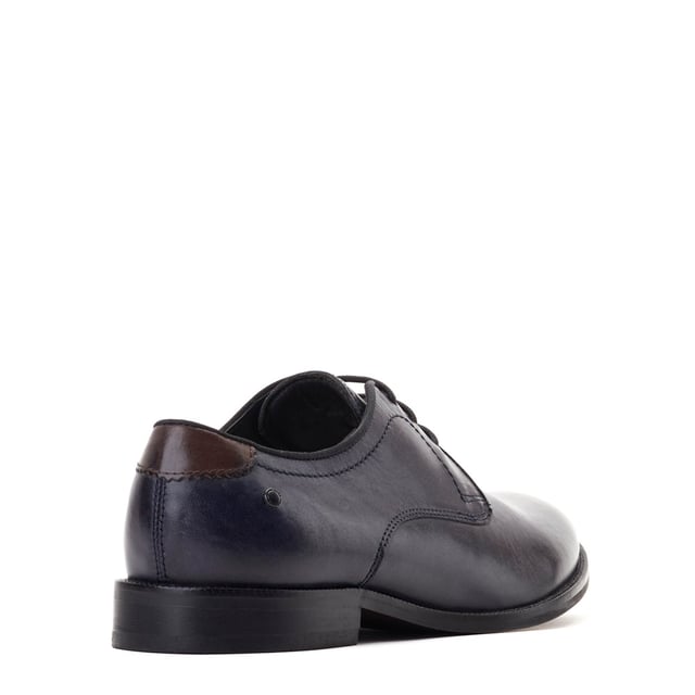 Base London Mens Bertie Burnished Navy Leather Derby Shoes
