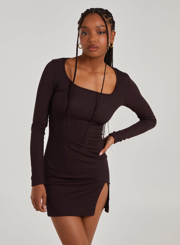 Long Sleeve Ribbed Dress
