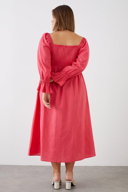 Curve Shirred Bodice Midi Dress