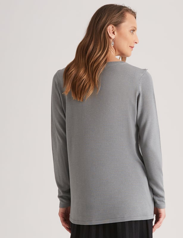 Womens Noni B V Neck Fringing Knitwear Jumper