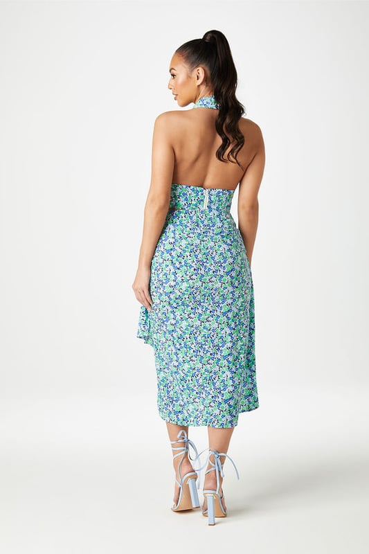 Blue Patterns Halle Cross Over Halter Top