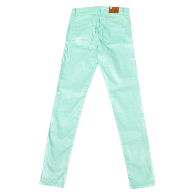 Shiny stretch pants with skinny-cut hems JWT010 woman