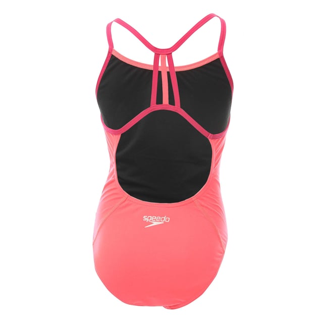 Girl's Speedo Lane Line Back Swimsuit in Red