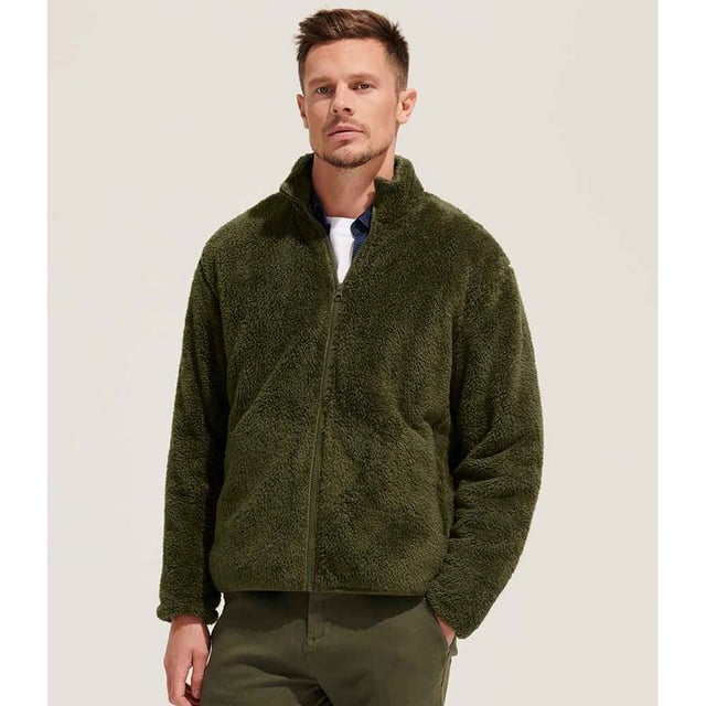 SOLS Unisex Adult Finch Fluffy Jacket (Army)