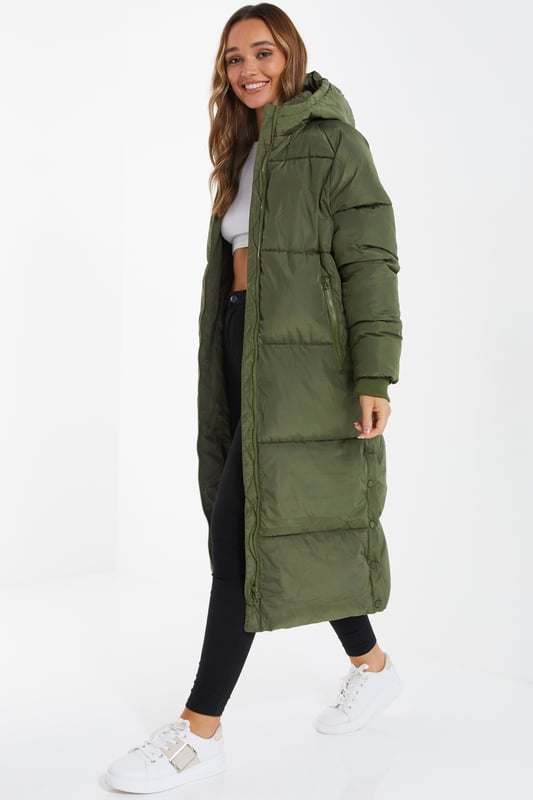 Khaki Padded Longline Coat