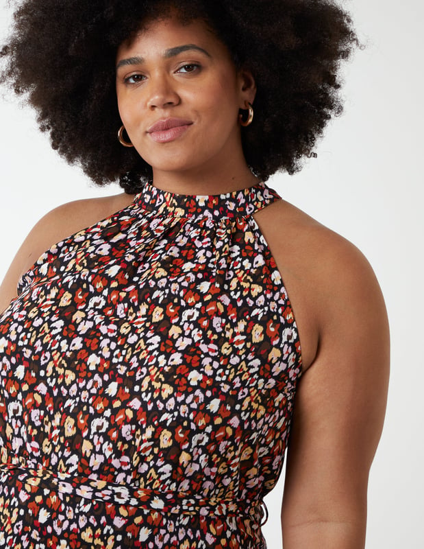 Curve Halter Neck Midi Dress