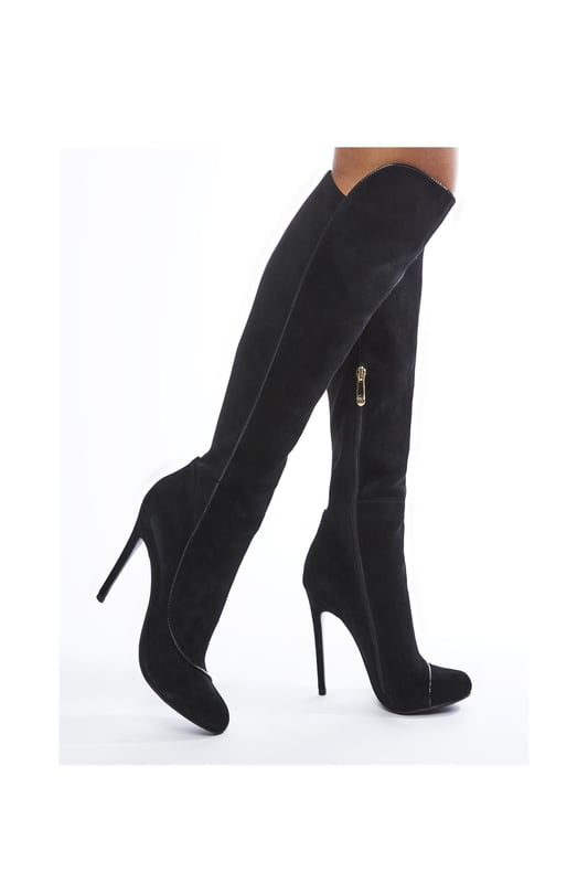 'Savi' Black Suede Suede Knee High Boots