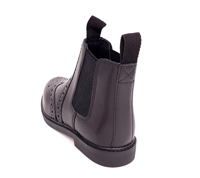 Frank James Cheltenham Black Leather Junior Brogue Chelsea Boots