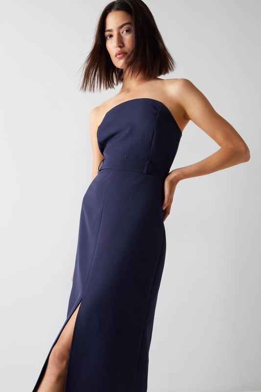 Premium Bandeau Split Front Maxi Dress