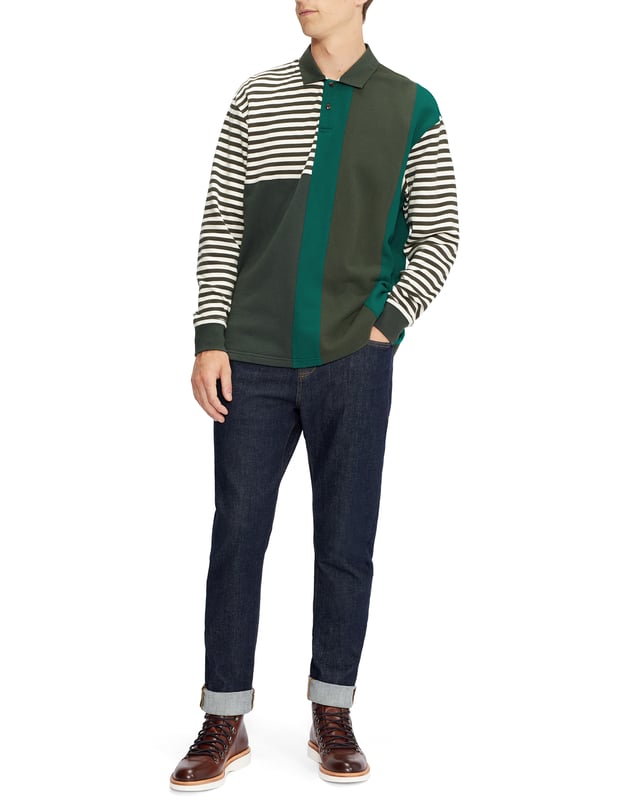 Ted Baker Otlyrun Long-Sleeved Striped Rugby Top, Green