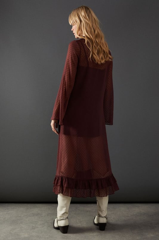 Dobby Chiffon Frill Hem Midi Dress