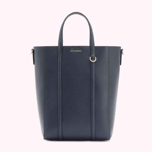 NAVY LEATHER I LOVE LULU GARBO TOTE BAG