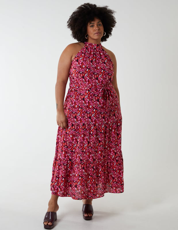 Curve Halter Neck Midi Dress