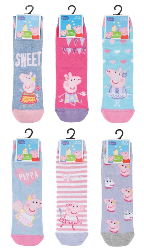 Peppa Pig - 6 Pairs Socks in George & Peppa Styles for Boys & Girls - PPG2