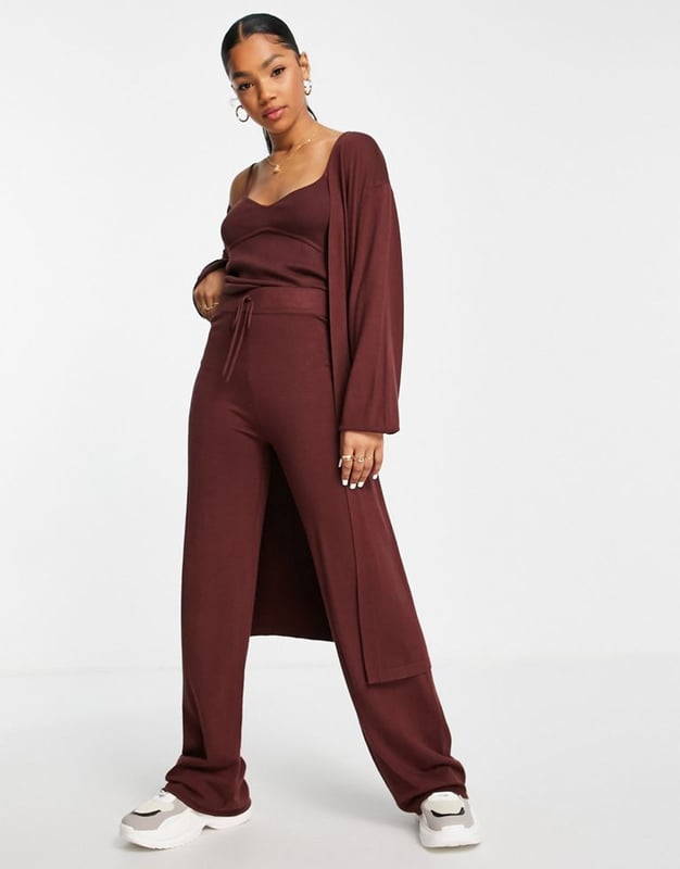 ASOS DESIGN co-ord maxi cardigan in brown