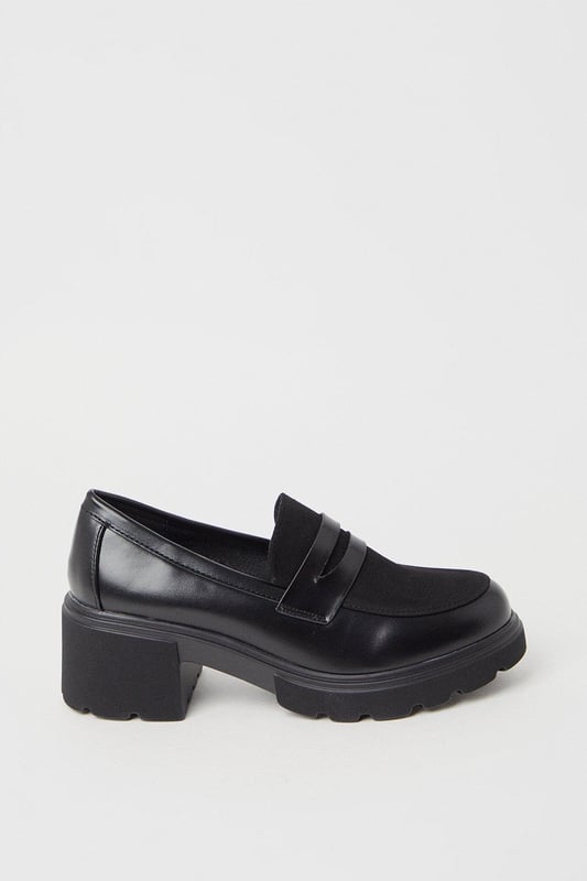 Faith: Charlotte Mixed Material Chunky Heeled Loafers