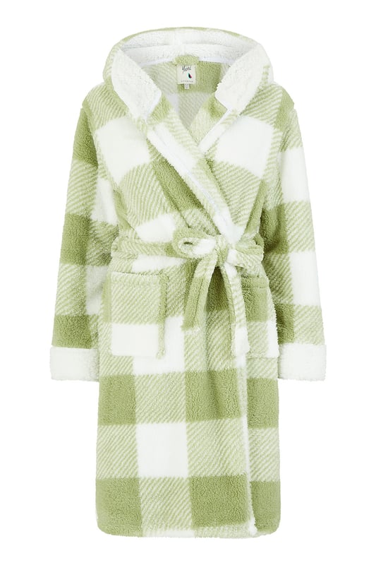 Yumi Green Check Super Soft Dressing Gown