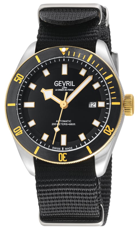 Gevril Men's Yorkville Swiss Automatic Sellita SW200 Black Dial IP ...