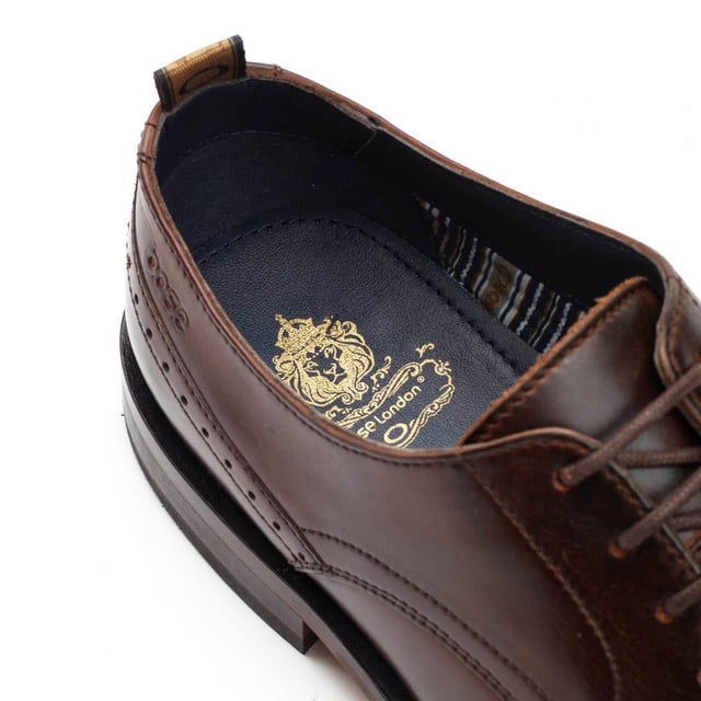 Base London Mens Branson Washed Brown Brogue Shoes