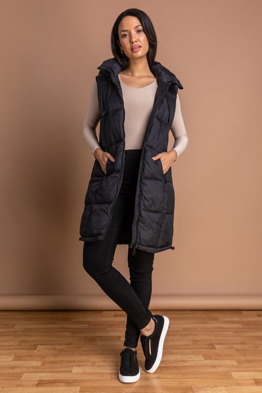 Padded Longline Hooded Gilet