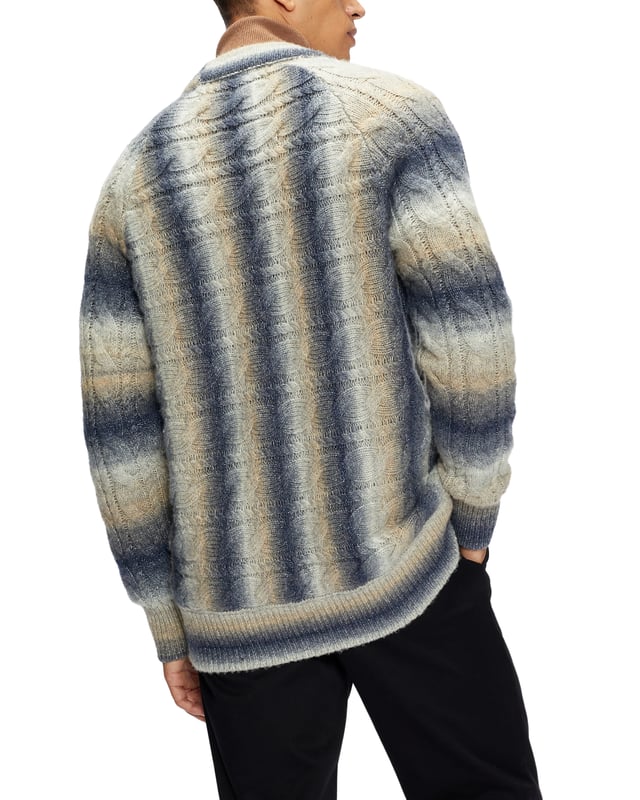 Ted Baker Pitchh Long-Sleeved Ombre Cable Cardigan, Multicolour