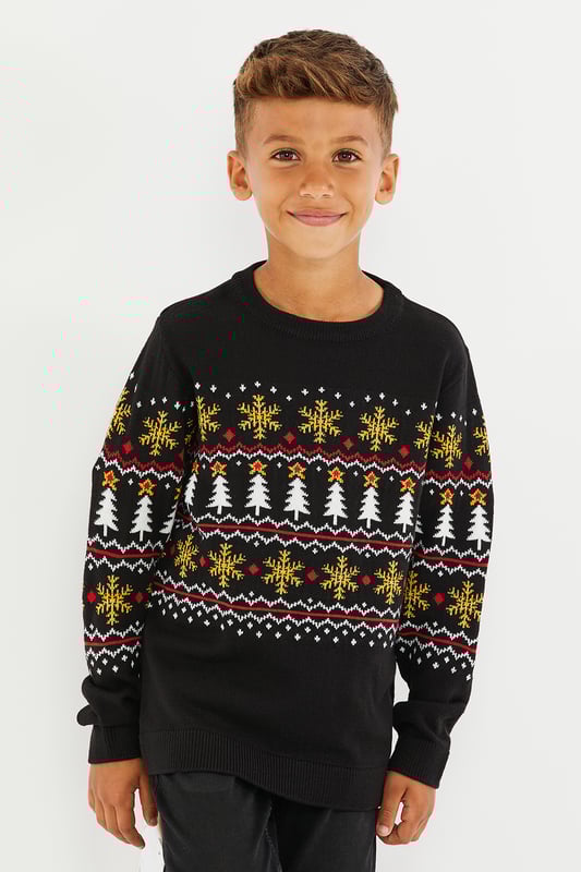 Black 'Elp' Crew Neck Christmas Jumper