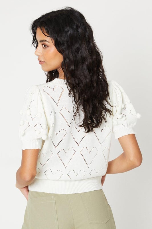 Petite Heart Pointelle Knitted Tee